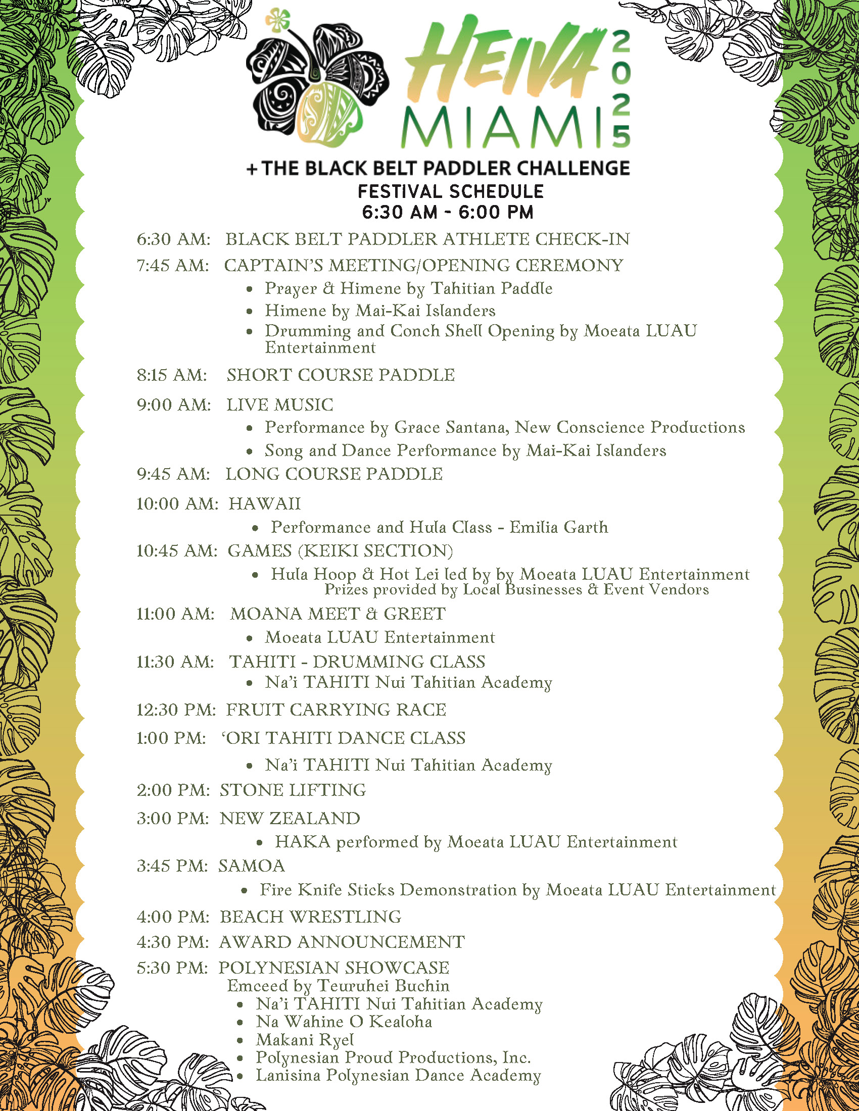 Events Schedule | Heiva Miami 2026